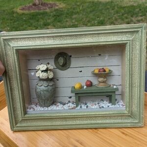 Accents | Miniature Green Shadow Box With Vase And Fruit | Poshmark